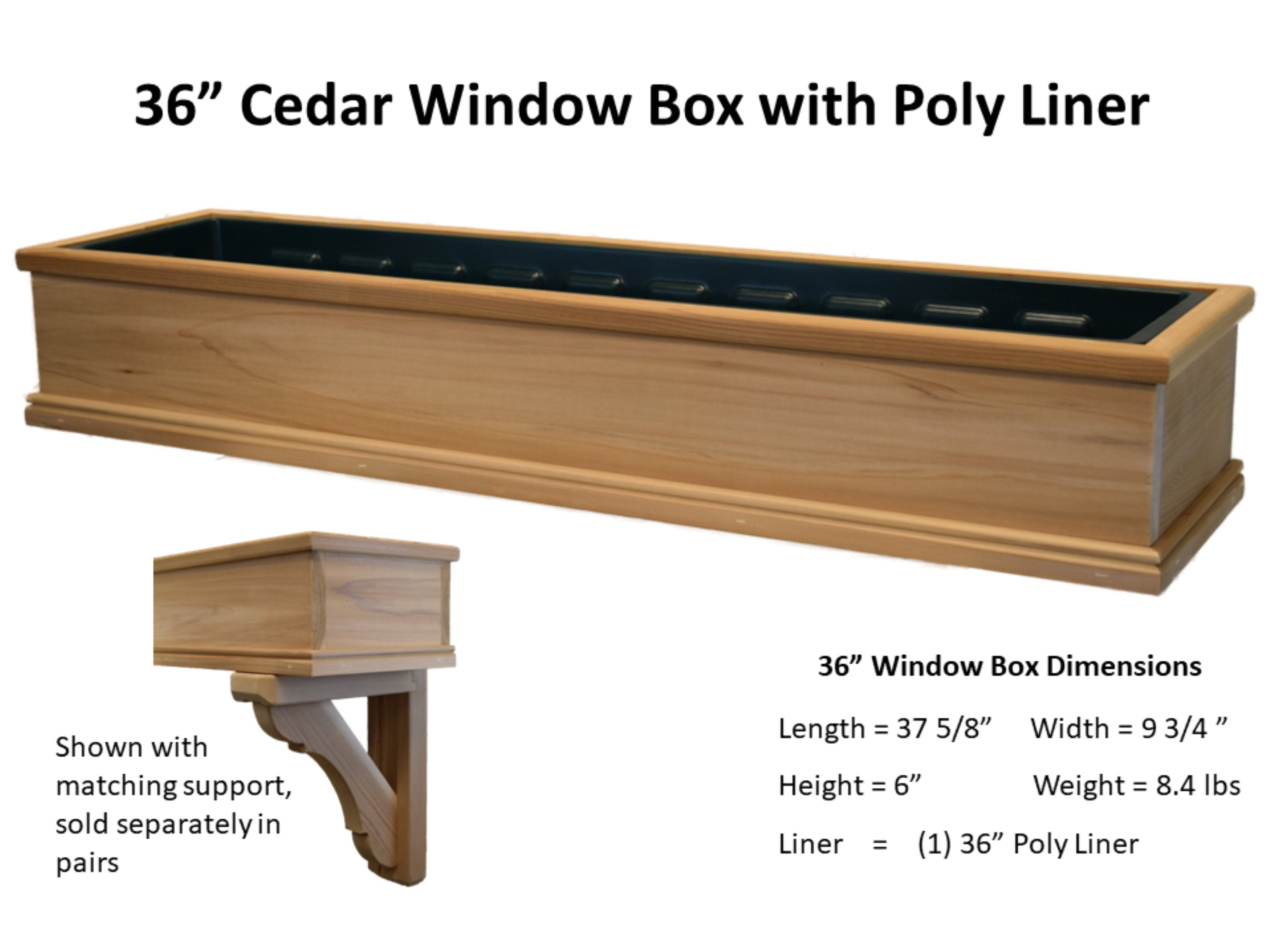 Cedar Window Box Planter With Liner - Etsy