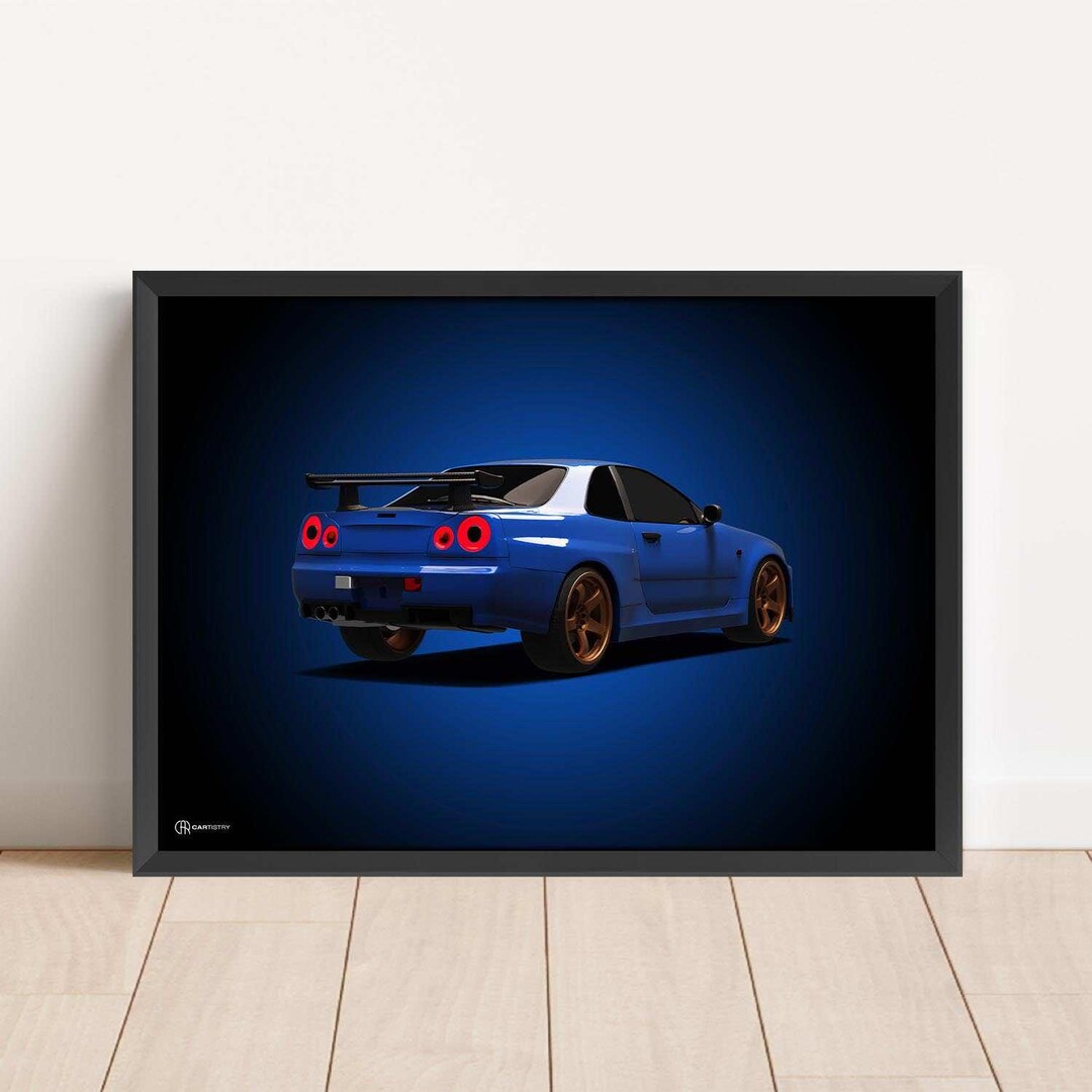 Car Poster GTR R34 Skyline Rear CARTISTRY® - Etsy