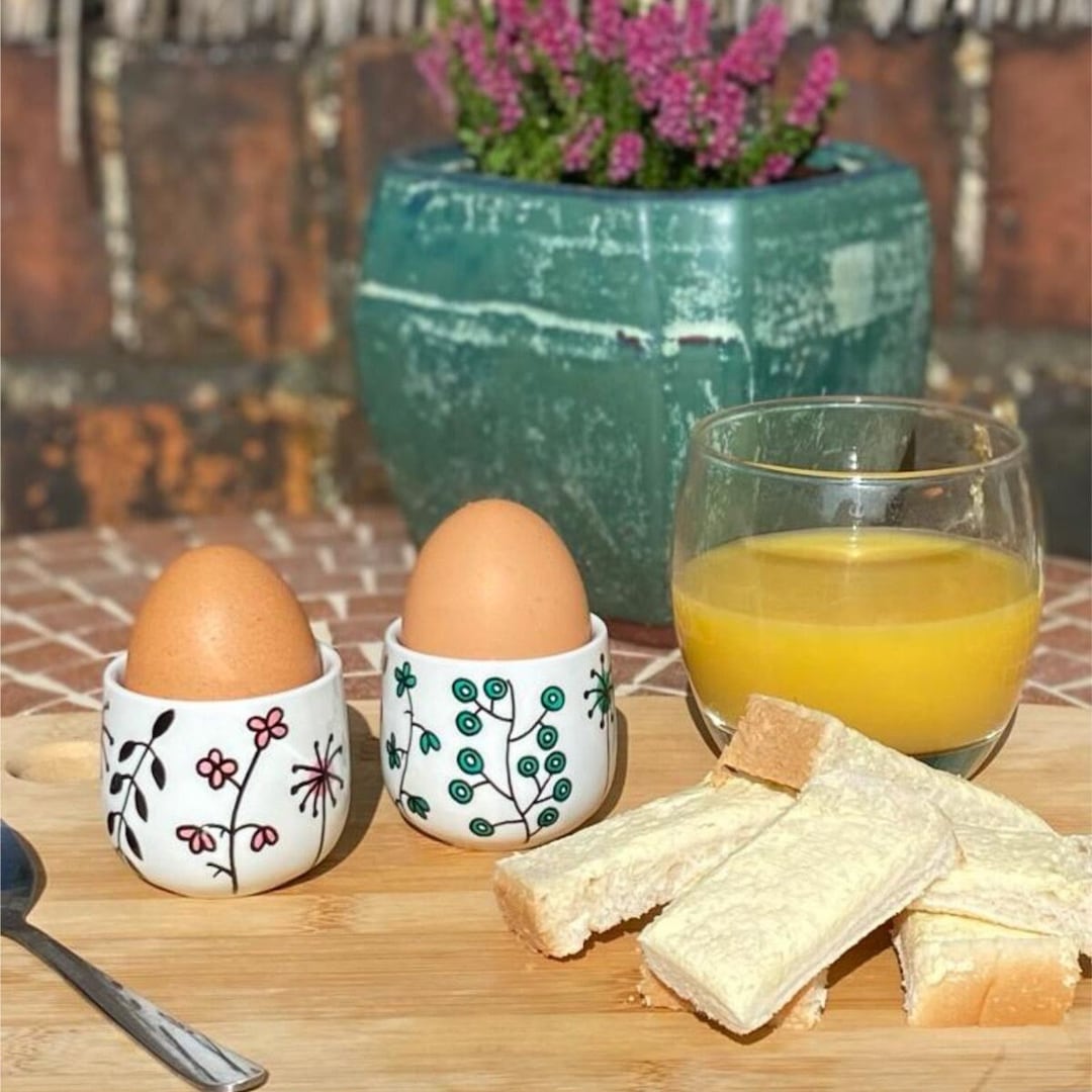 Hand Painted 'abstract Flower' Egg Cup - Etsy