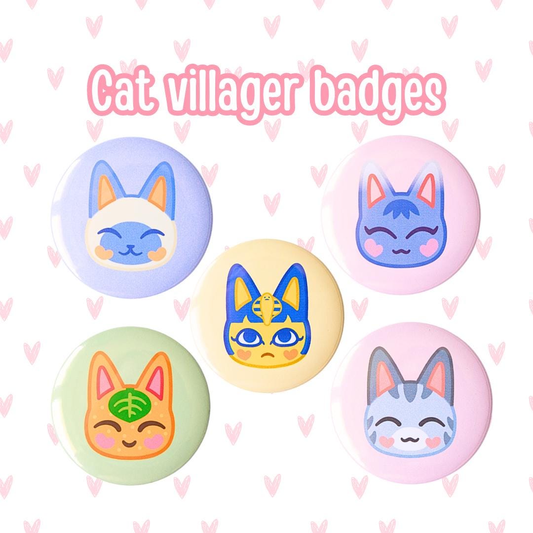 Cat Villager Buttons | Tangy | Lolly | Mitzi | Rosie | Ankha | Animal ...