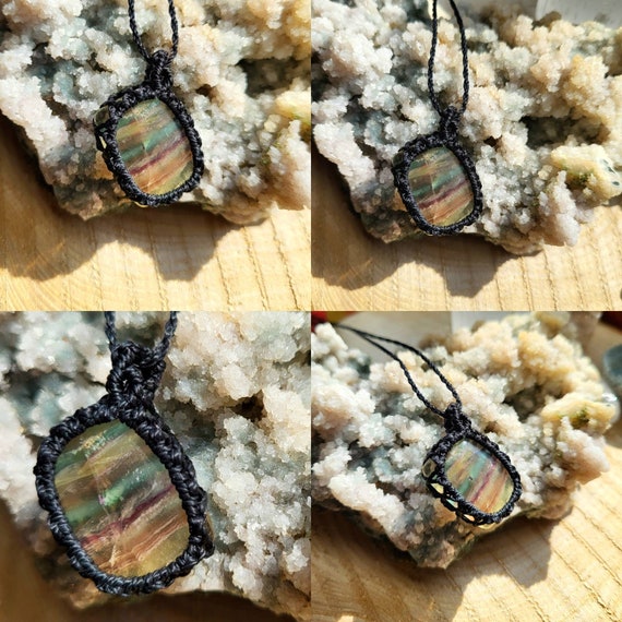 Rainbow Fluoride Macramé Amulet - Etsy