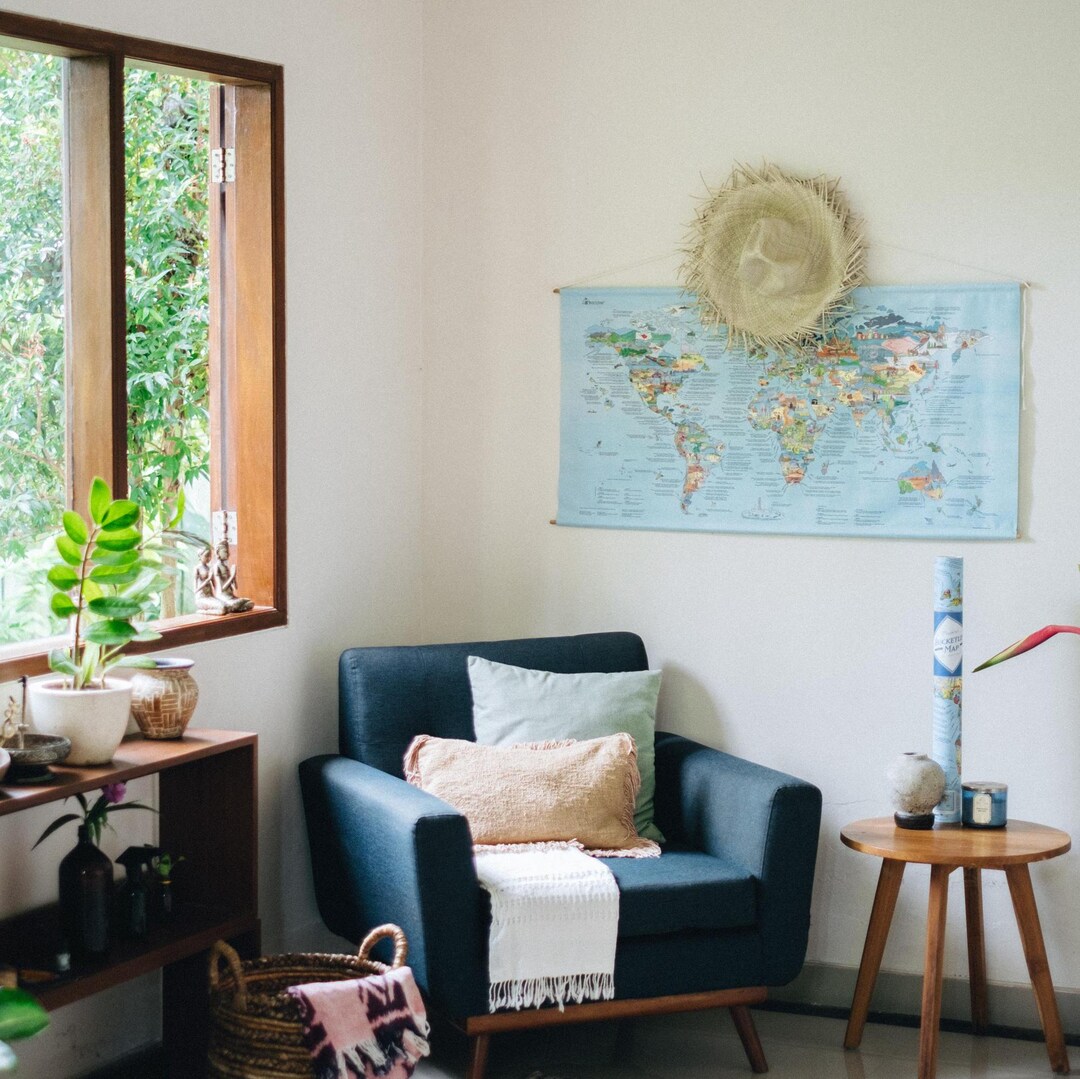 Bucketlist Map Roll Down Canvas - Awesome Map World Map for Travelers ...