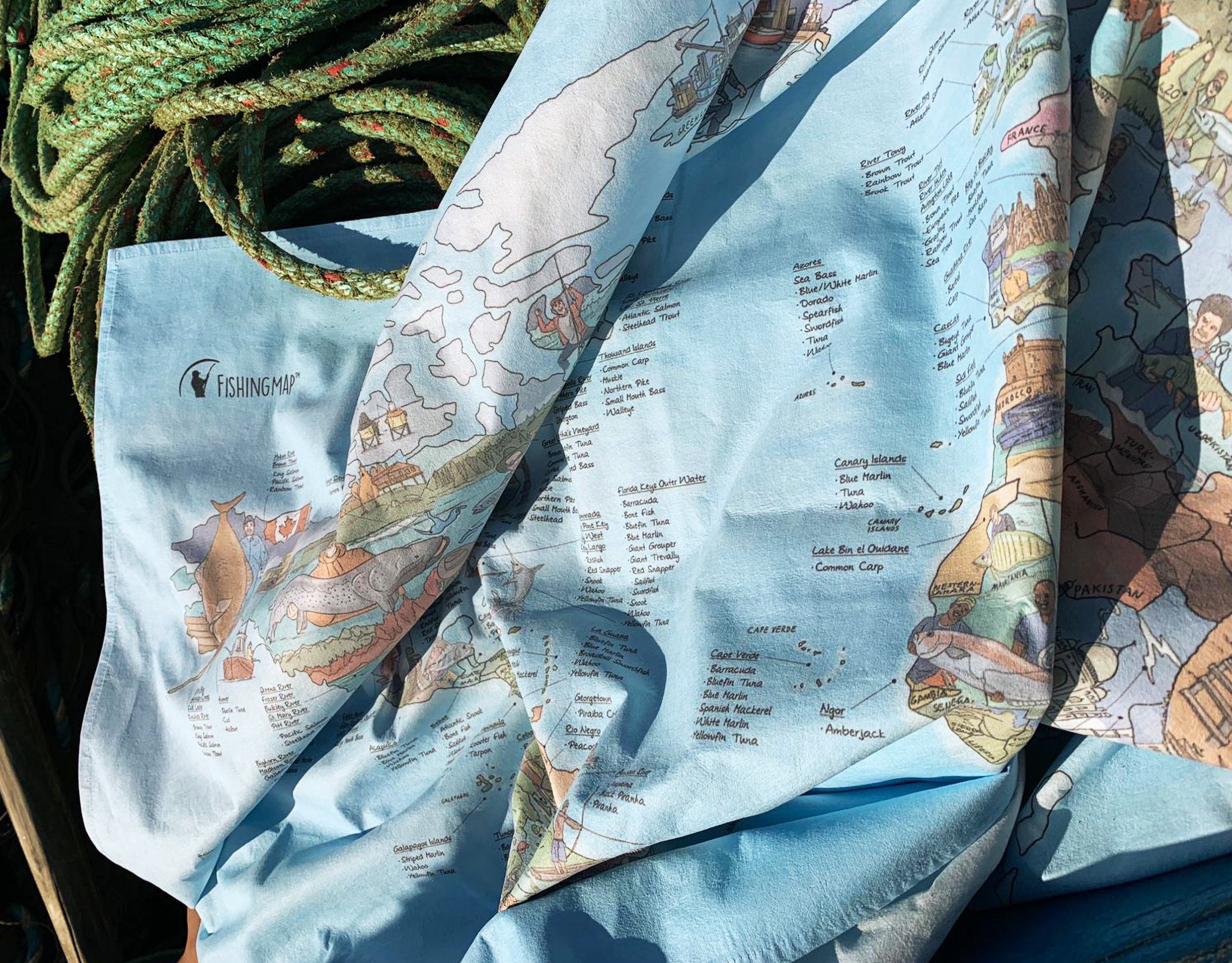 Fishing Map Towel - Awesome Map World Map Beach Towel for Fishermen ...