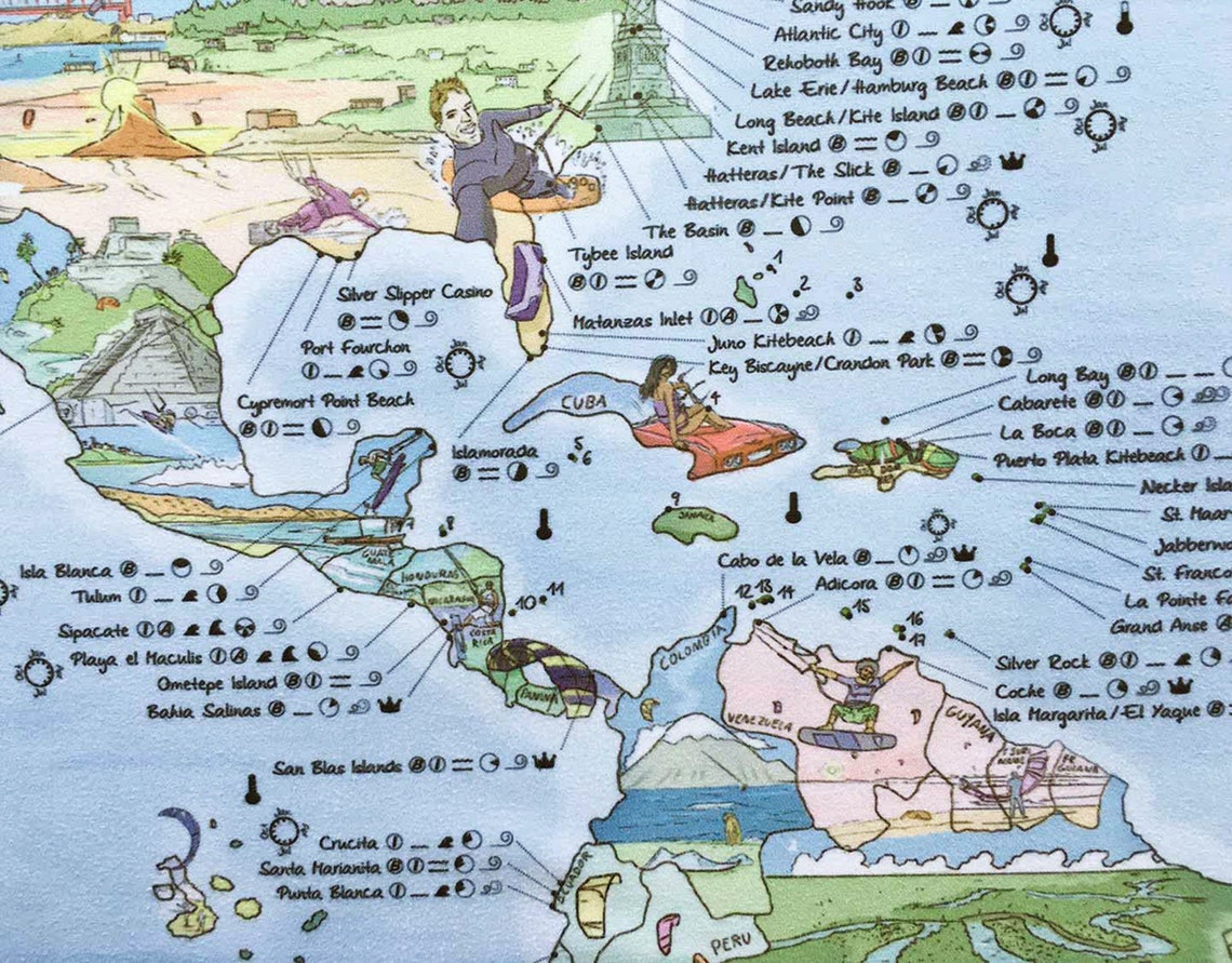 Kitesurf Map Towel Awesome Map World Map Beach Towel for Kitesurfers ...
