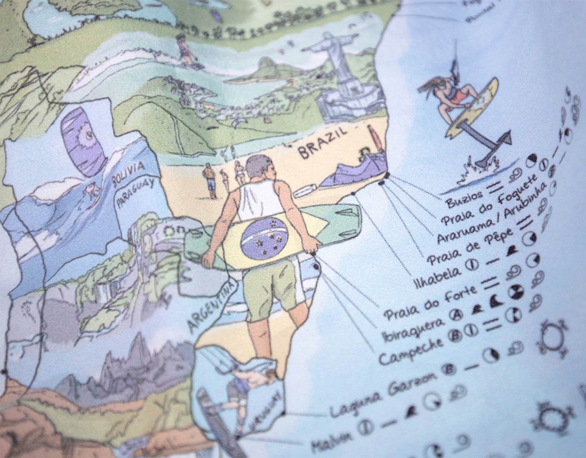Kitesurf Map Towel Awesome Map World Map Beach Towel for | Etsy