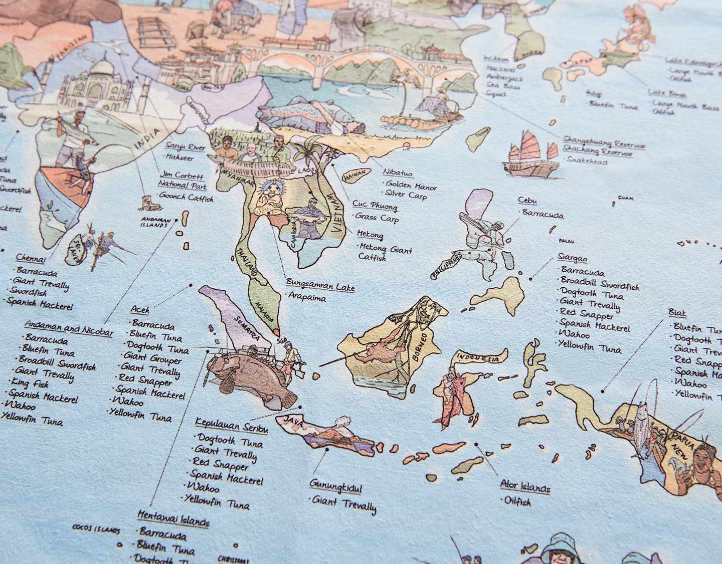 Fishing Map Towel Awesome Map World Map Beach Towel for - Etsy