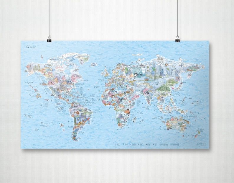 Dive Map World Map Poster for Divers Awesome Map Scuba - Etsy Canada