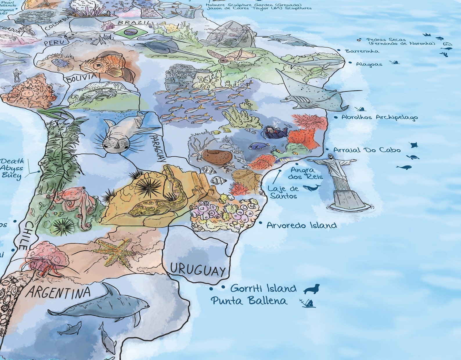 Dive Map World Map Poster for Divers Awesome Map Scuba - Etsy Canada