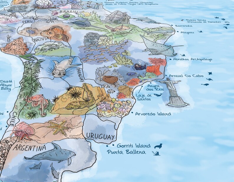 Dive Map World Map Poster for Divers Awesome Map Scuba - Etsy Canada