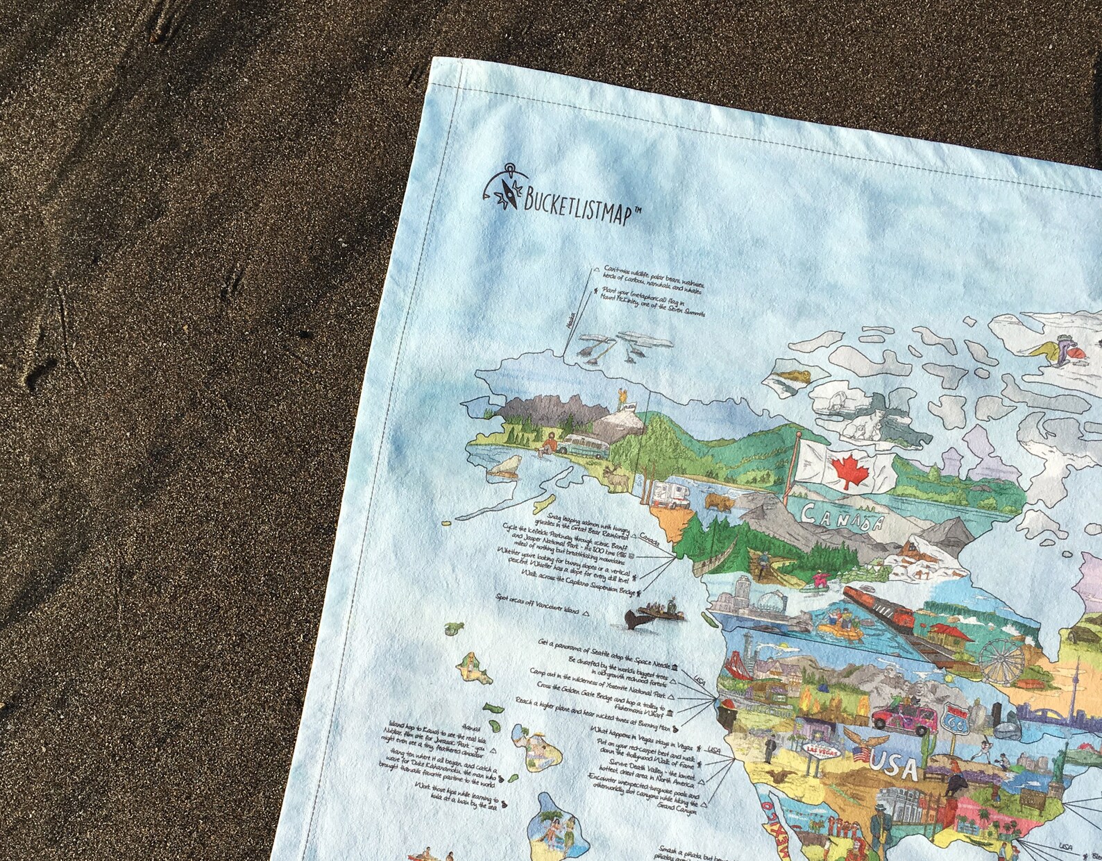 Bucketlist Map Towel - Awesome Maps Adventure World Map Beach Towel ...
