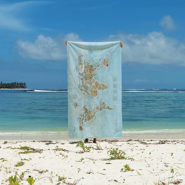 World Map Beach Towel - Etsy