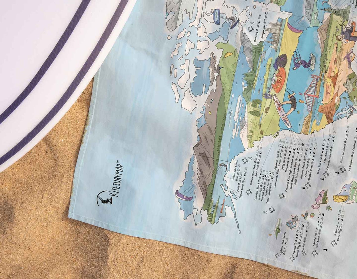 Kitesurf Map Towel Awesome Map World Map Beach Towel for Kitesurfers ...