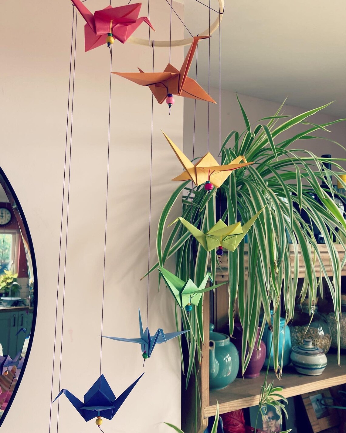 Origami Mobile Swirl of Rainbow Cranes Hanging Mobile - Etsy