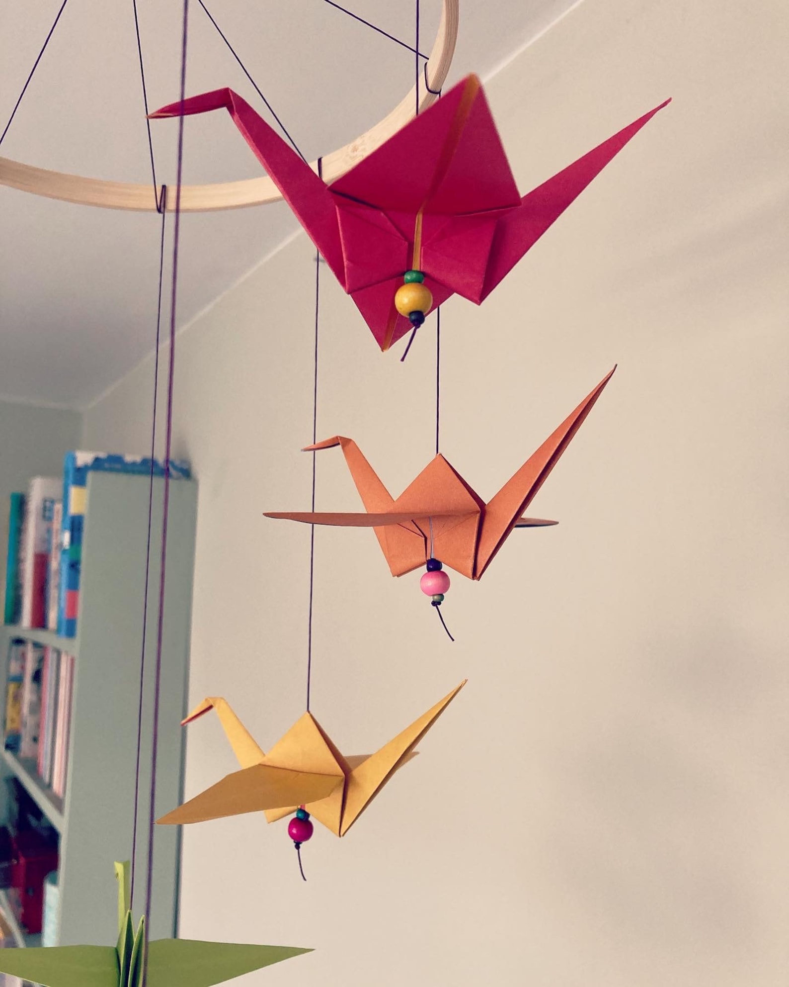 Origami Mobile Swirl of Rainbow Cranes Hanging Mobile Baby or Childs ...