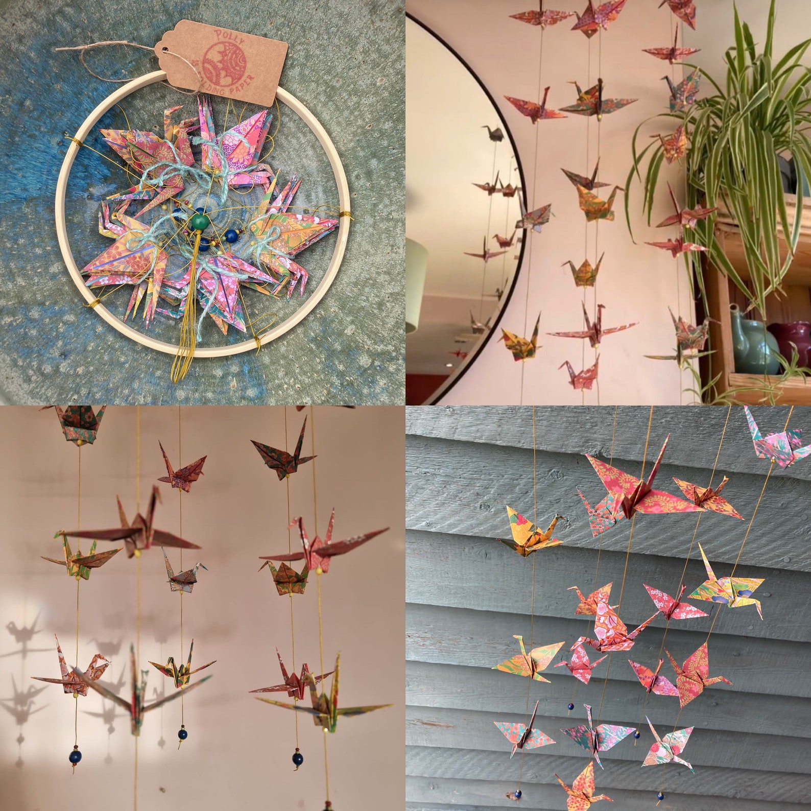Origami Crane Mobile | Beautiful Warm Jewel Tones Japanese Washi ...