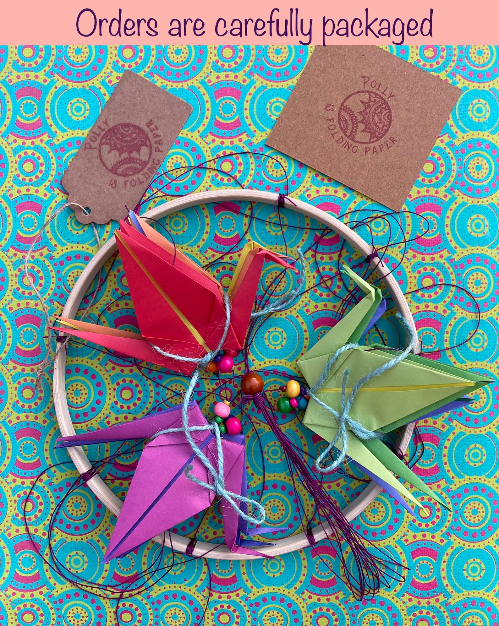 Origami Mobile Swirl of Rainbow Cranes Hanging Mobile Baby or Childs ...