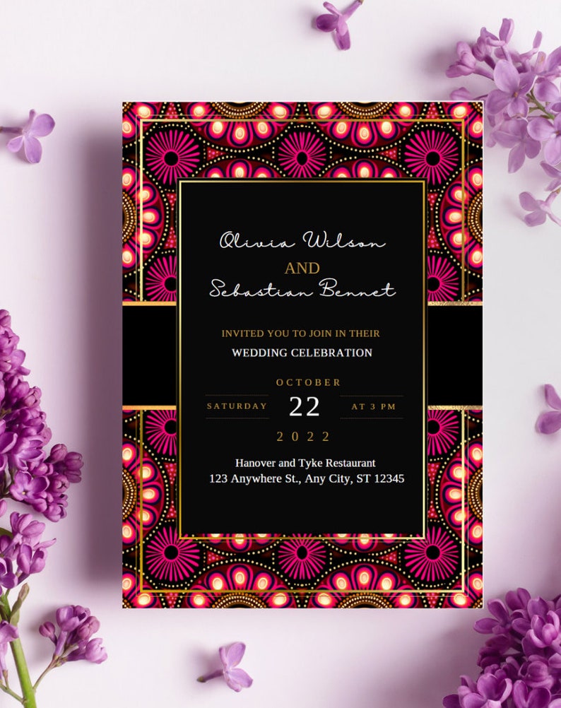 African Ankara Wedding Invitation Template Nigerian Theme Wedding Party ...