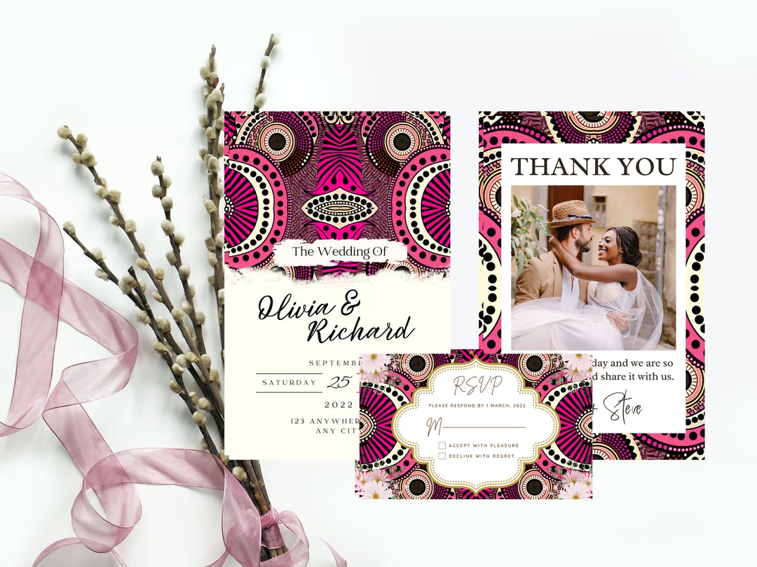 Luxury Nigerian Wedding Invitation Bundle | RSVP| Thank You Card ...