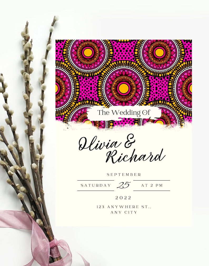 Minimalist African Wedding Invitation Template | Aesthetic Save the ...