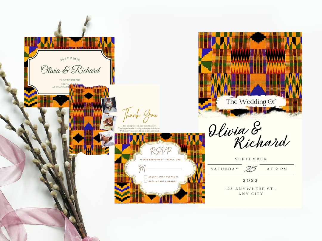 Ghanaian Wedding Invitation Bundle | Save the Date | RSVP | Thank You ...