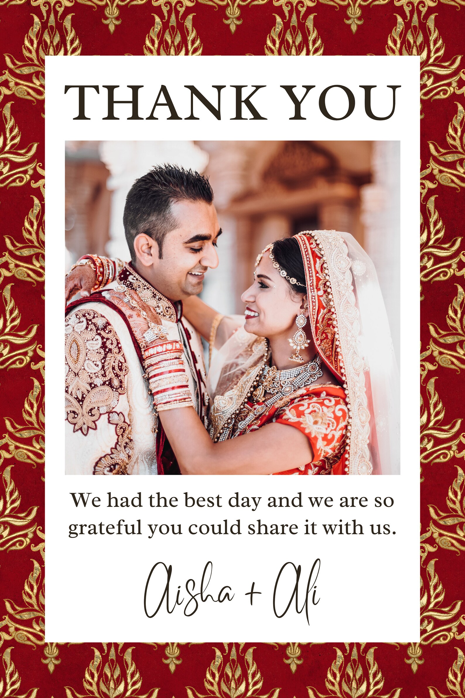 Digital Asian Thank You Wedding Invitations With Editable Features and ...