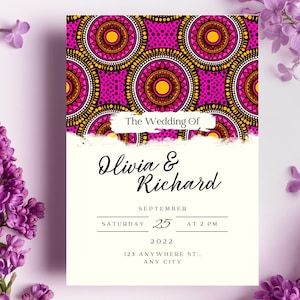 Minimalist African Wedding Invitation Template | Aesthetic Save the ...
