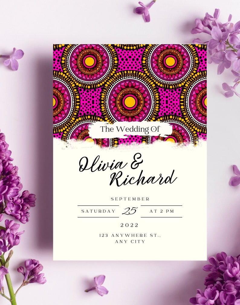 Minimalist African Wedding Invitation Template | Aesthetic Save the ...