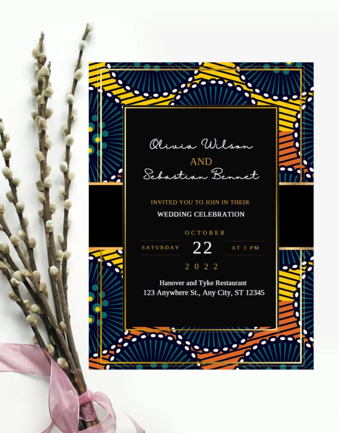 African Ankara Wedding Invitation Template | Nigerian Theme Wedding ...