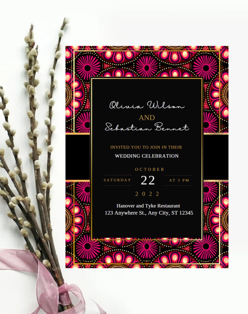 African Ankara Wedding Invitation Template Nigerian Theme Wedding Party ...