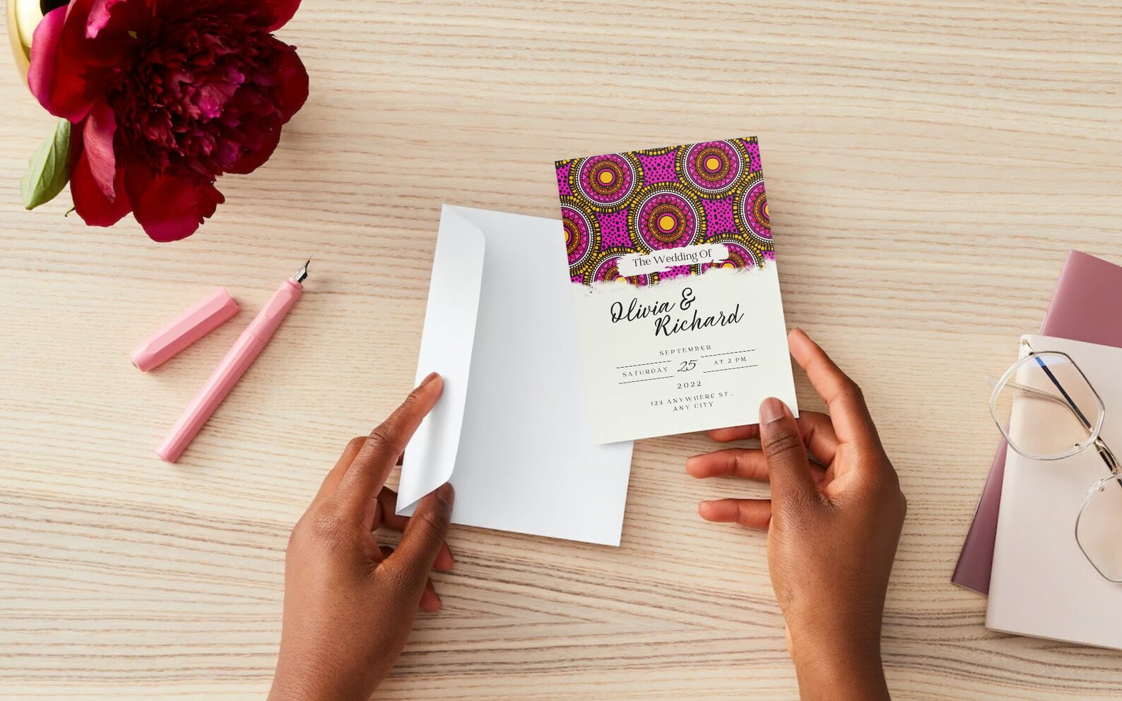 Minimalist African Wedding Invitation Template | Aesthetic Save the ...