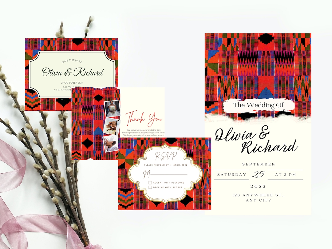 Elegant African Wedding Invitation Bundle | Save the Date | RSVP ...