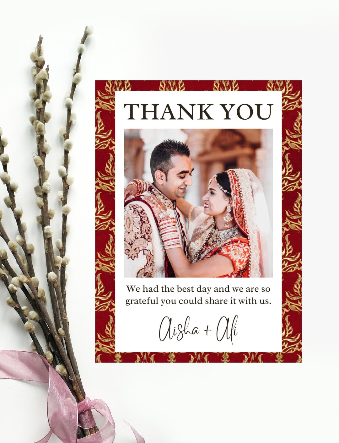 Digital Asian Thank You Wedding Invitations With Editable Features and ...