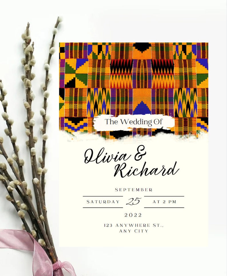 Modern Ghana Wedding Invitation Template, Minimalist Elegant African ...
