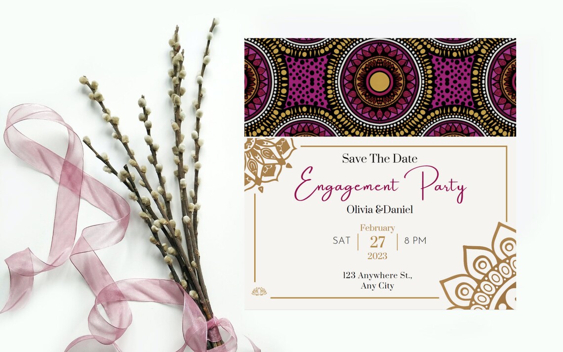 African Ankara Engagement Invitation | African Save the Date | Nigerian ...