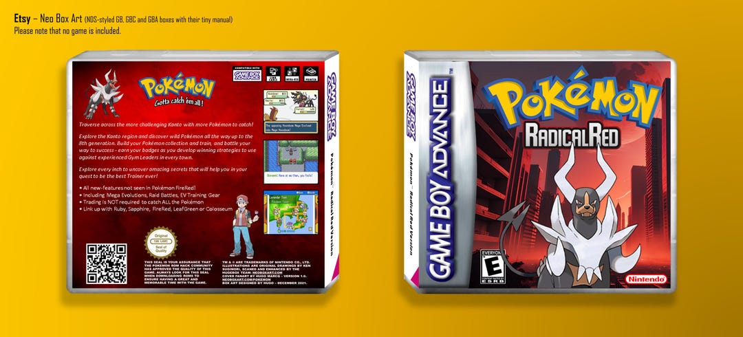 Pokémon Radical Red Version Game, Box and Manual - Etsy