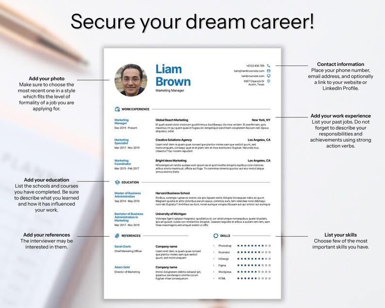 Minimalist Editable CV Template for Adobe CC & Affinity Clean, Simple ...