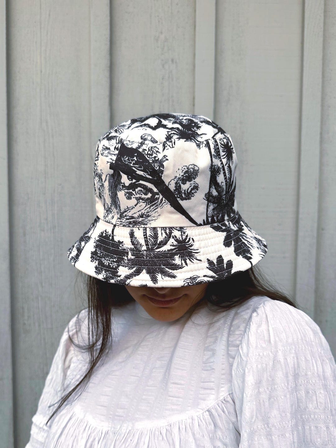 Tropical Toile Bucket Hat Island Print Resortcore Hat Vintage Hawaiian ...