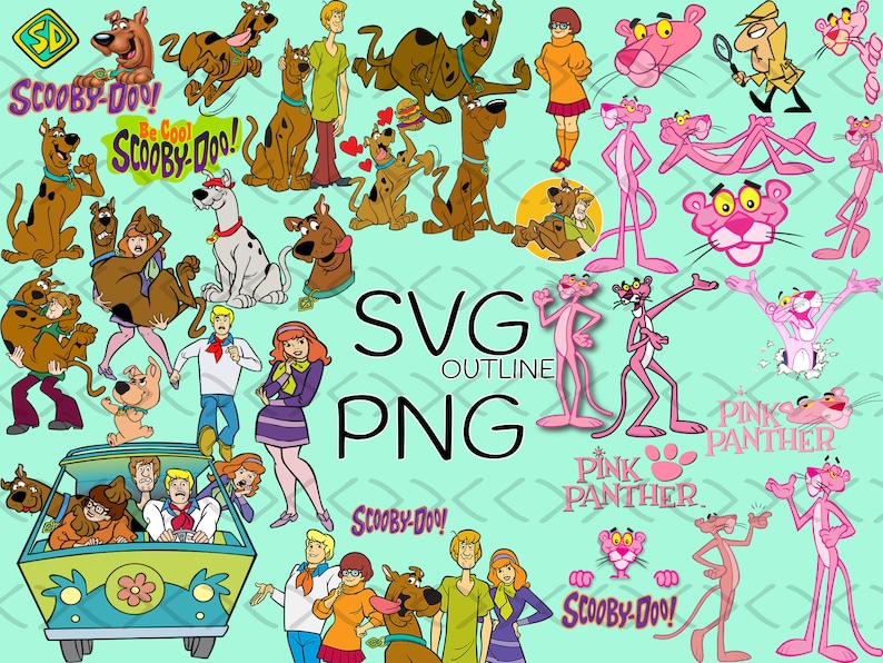 Pink Panther and Scooby Doo Instant Download Cartoon SVG - Etsy Australia
