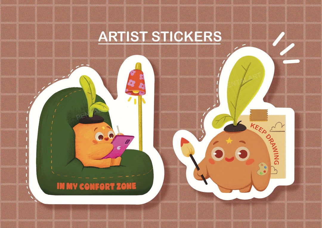 Motivational Sticker Artist Cute Stickers Drawing for Journal - Etsy