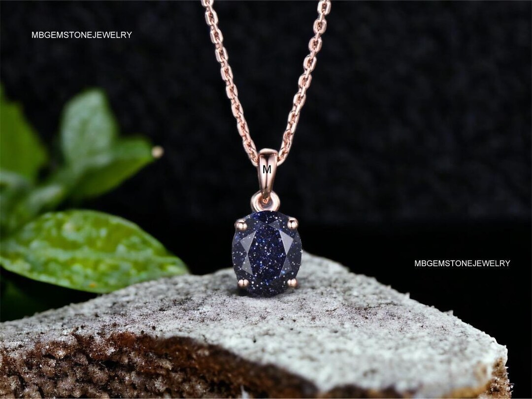 Galaxy Blue Sandstone Necklace for Women, Vintage Sandstone Jewelry ...