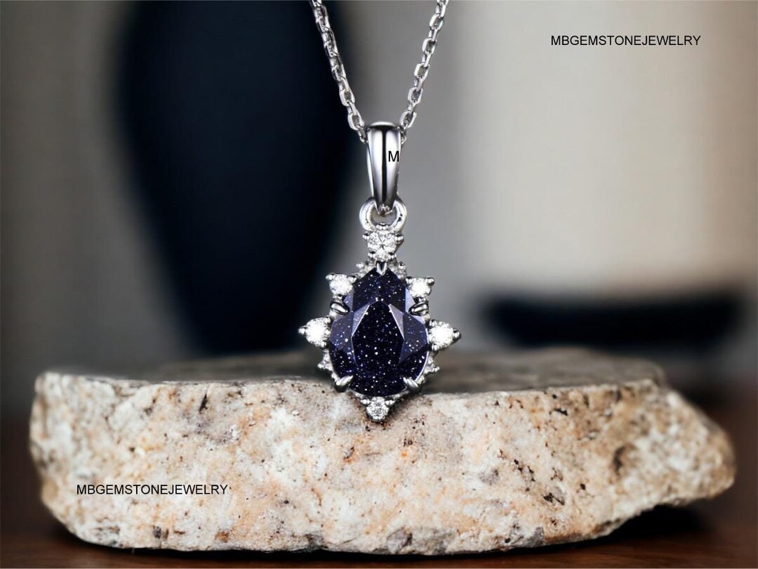 AAA Galaxy Blue Sandstone Necklace for Women, Vintage Sandstone Jewelry ...