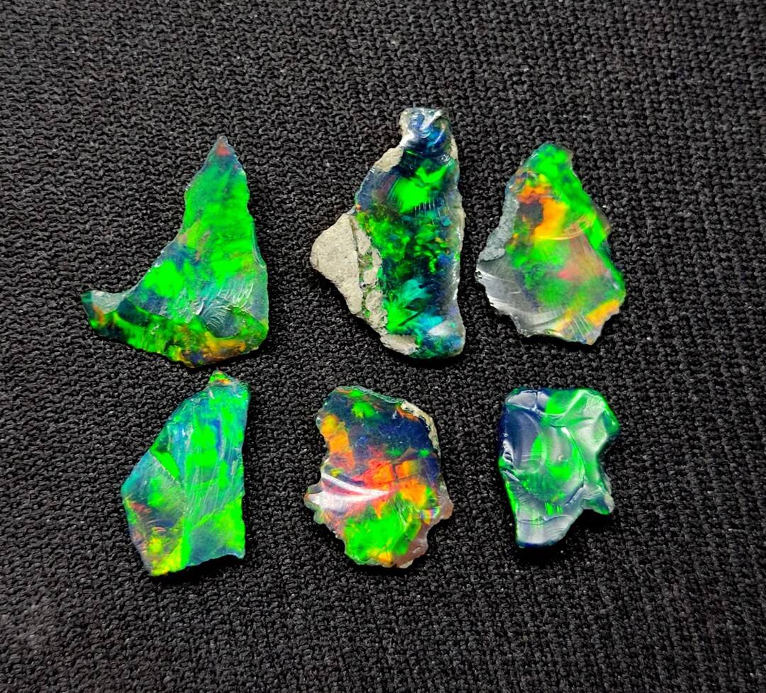 Black Opal Rough, AAA Grade Rare Quality Natural Ethiopian Black Opal, Multi Fire Opal, Crystal ...