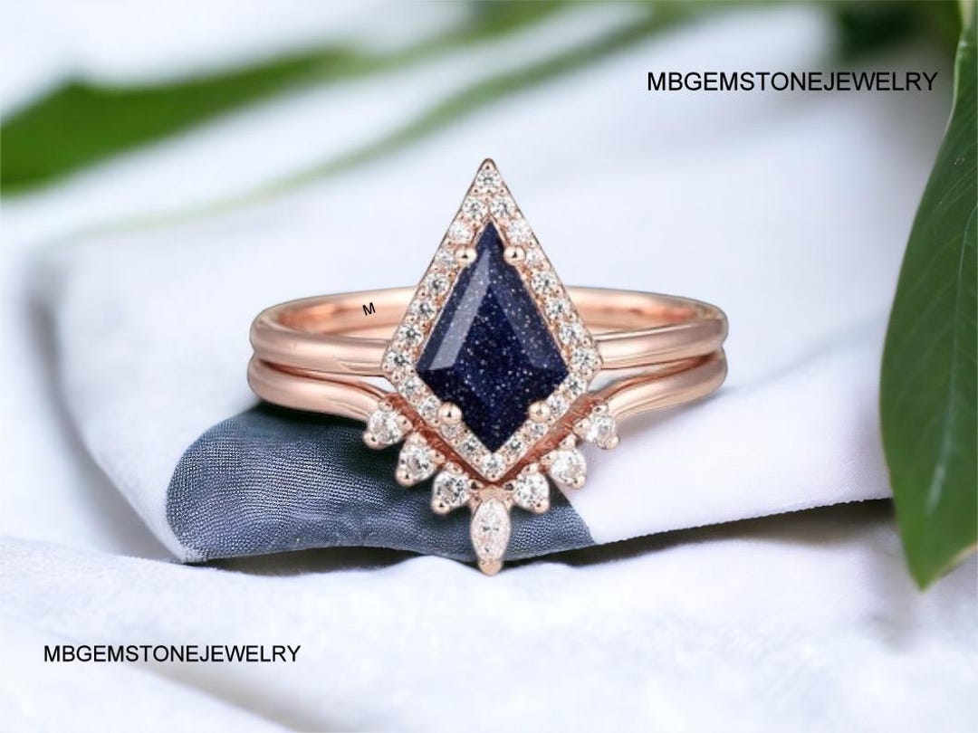 AAA Vintage Kite Blue Sandstone Ring for Women, Sandstone Jewelry ...