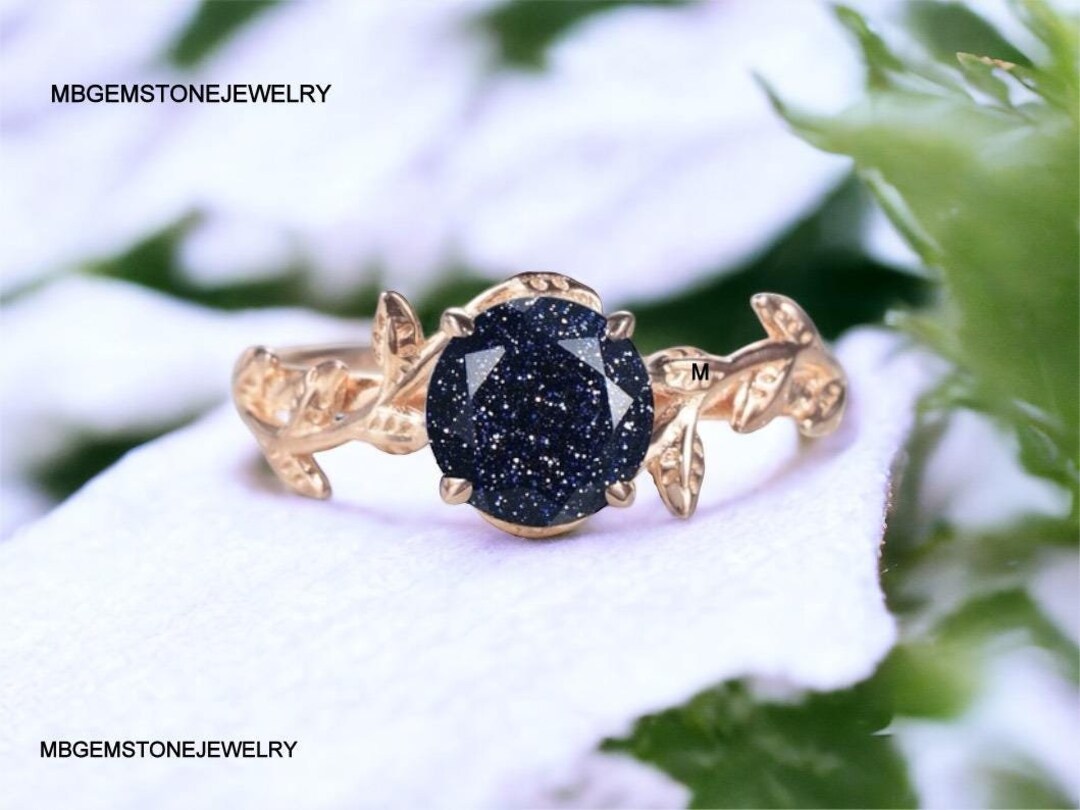 Galaxy Blue Sandstone Ring for Women, Vintage Sandstone Jewelry ...