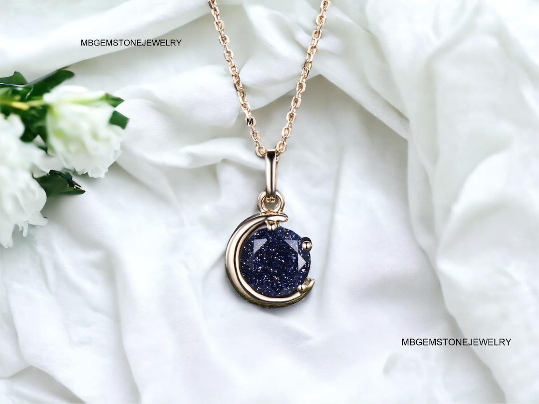AAA Galaxy Blue Sandstone Necklace for Women, Vintage Sandstone Jewelry ...