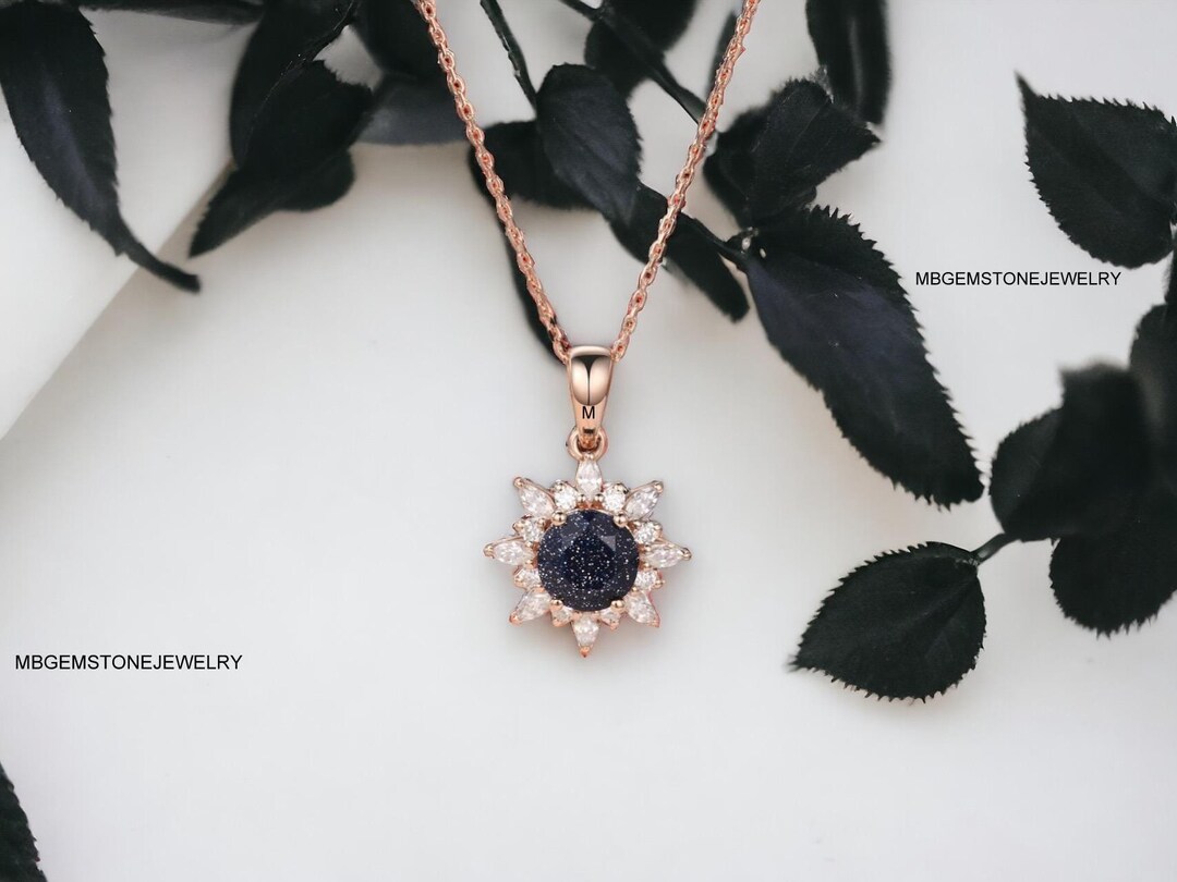 AAA Galaxy Blue Sandstone Necklace for Women, Vintage Sandstone Jewelry ...