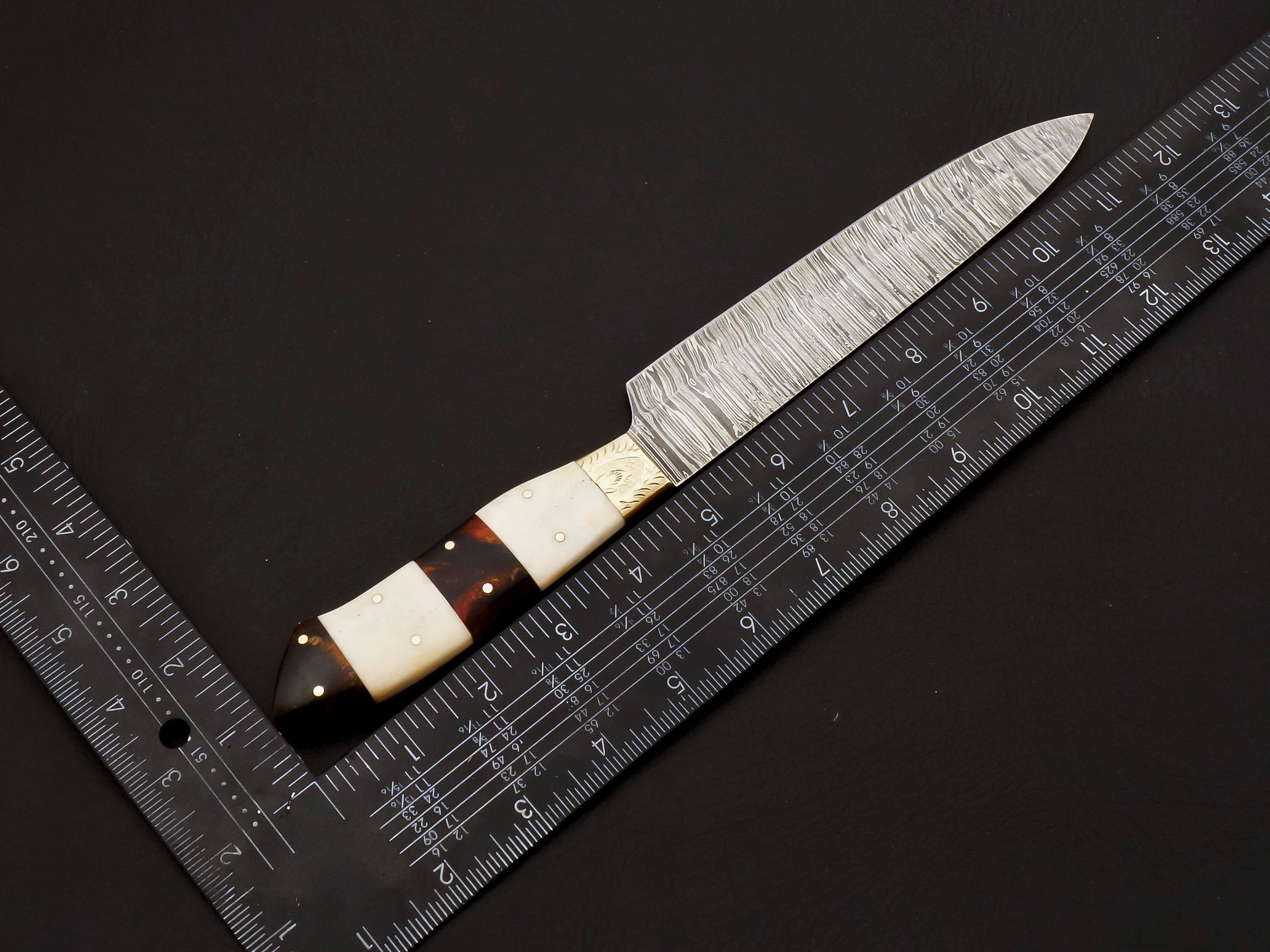 Handmade Damascus Steel Kitchen Knife Set, Resin & Camel Bone Handle - Etsy