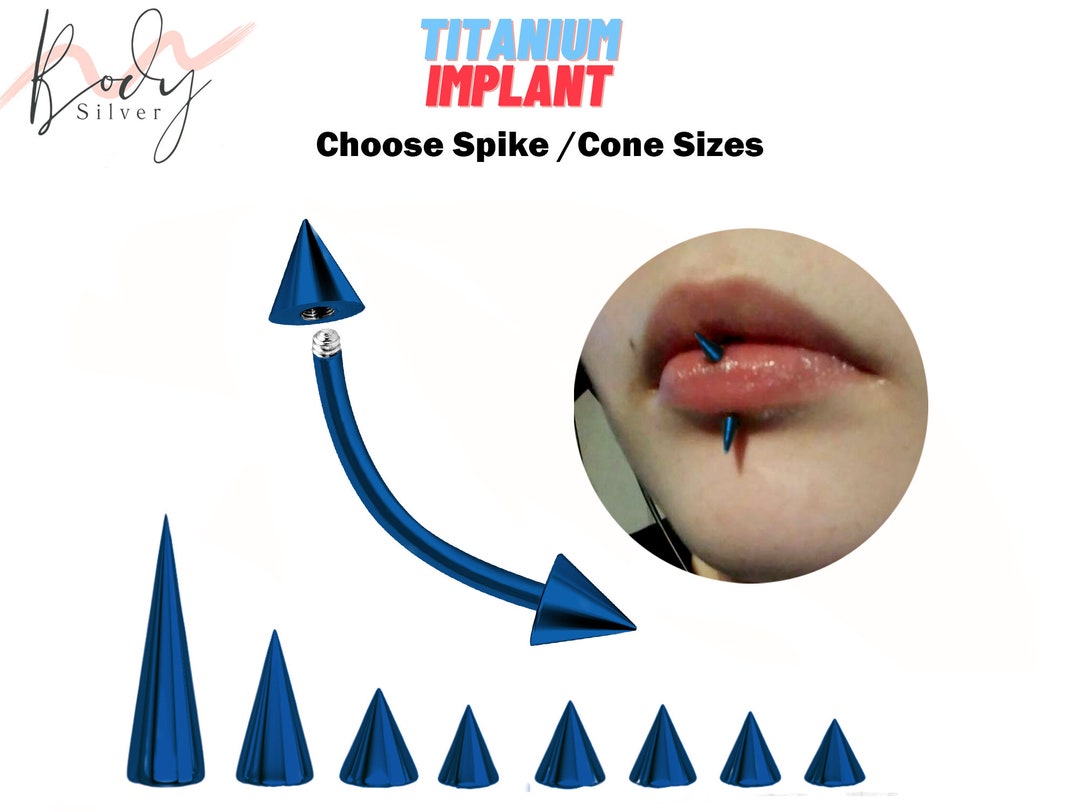Titanium Spike Vertical Labret Jewellery Teal Blue Body Piercing Lip ...