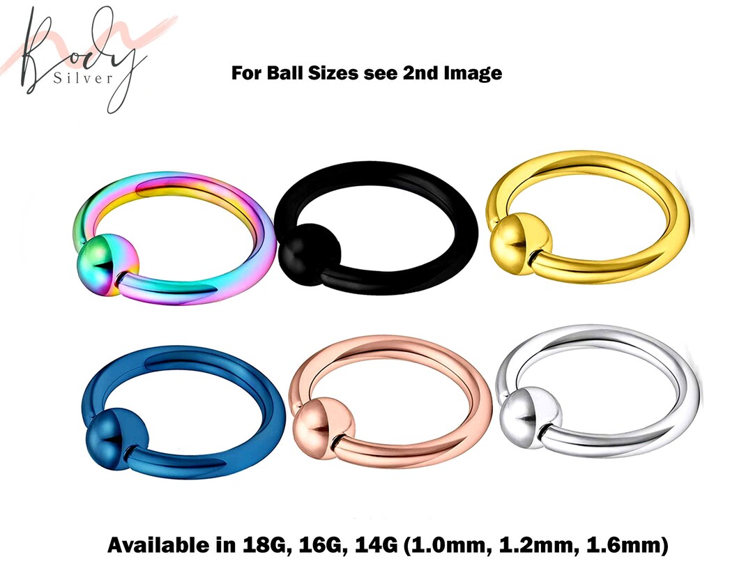 Captive Bead Ring, Ball Hoops Septum Ring Surgical Steel 316L Ball ...