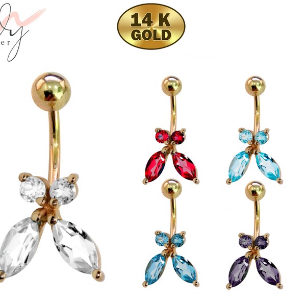 14k Gold Belly Ring - Etsy